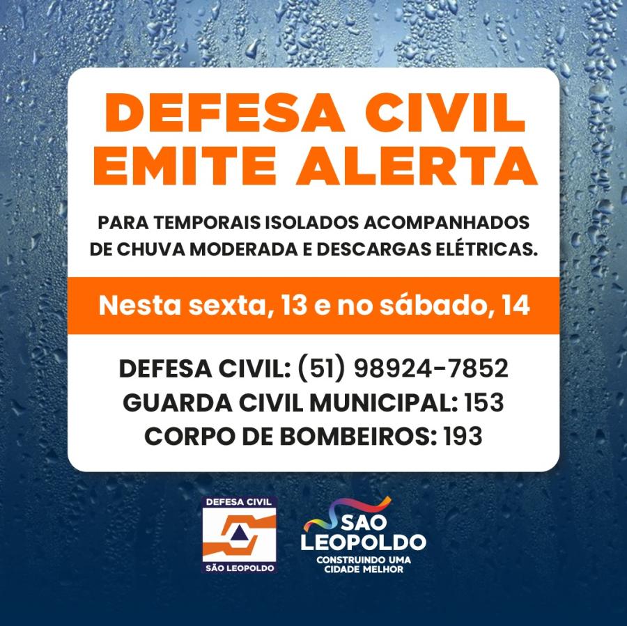 Defesa Civil emite alerta para temporais isolados, chuvas de moderada a ...